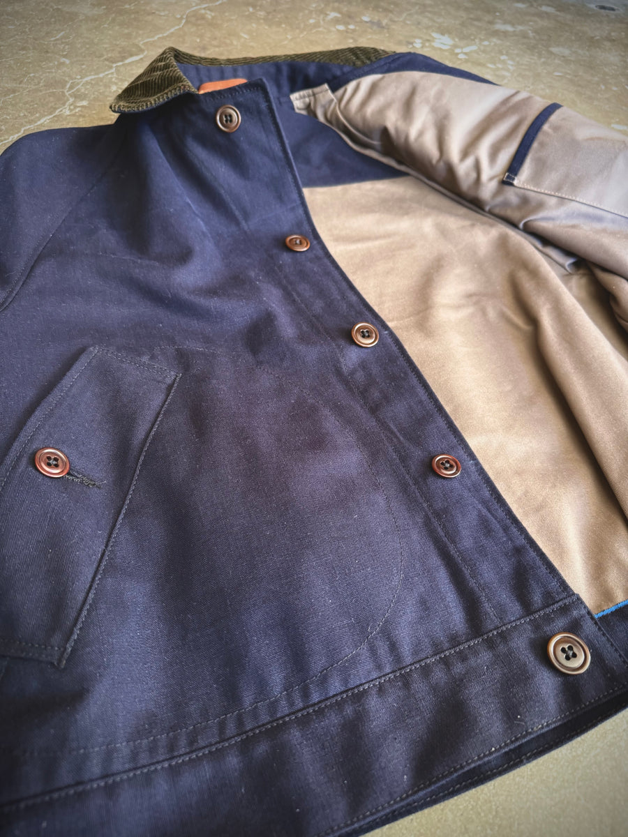 Grumpy Jacket - Navy Canvas, Flecked Corduroy Collar – Willie Watson ...